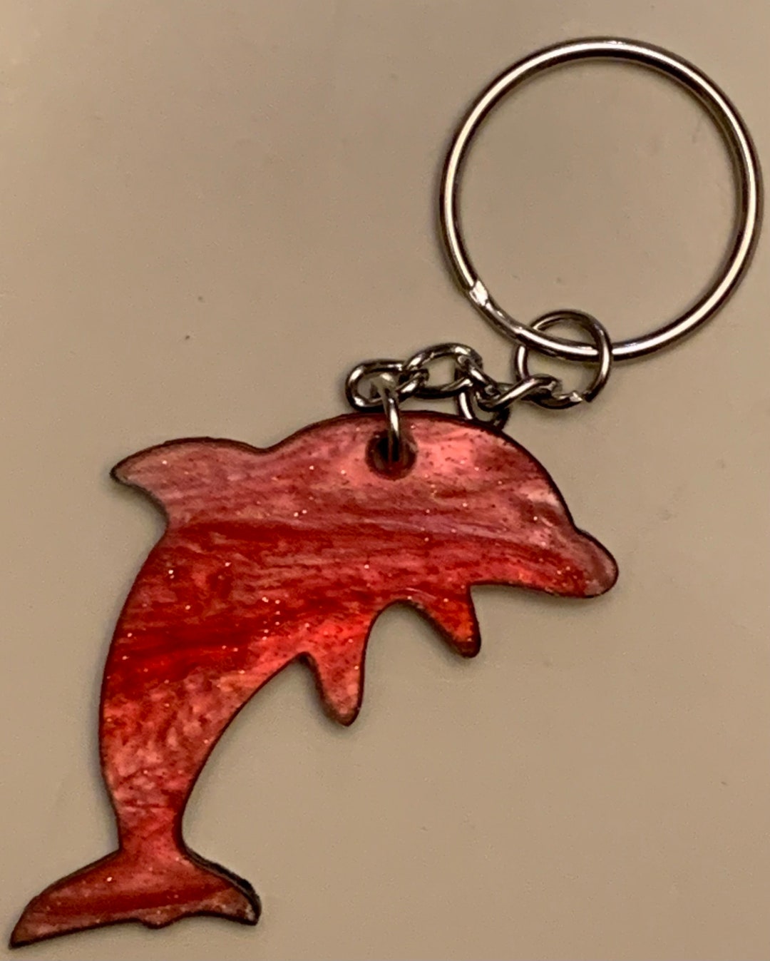 Dolphin - Marble Red Sparkle Acrylic Keychain - Etsy