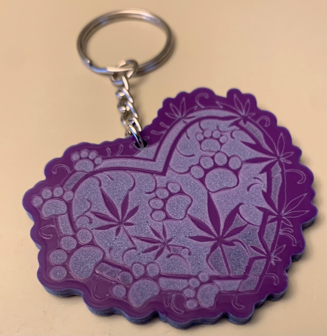 Paw Prints Weed - Purple Acrylic Keychain - Etsy