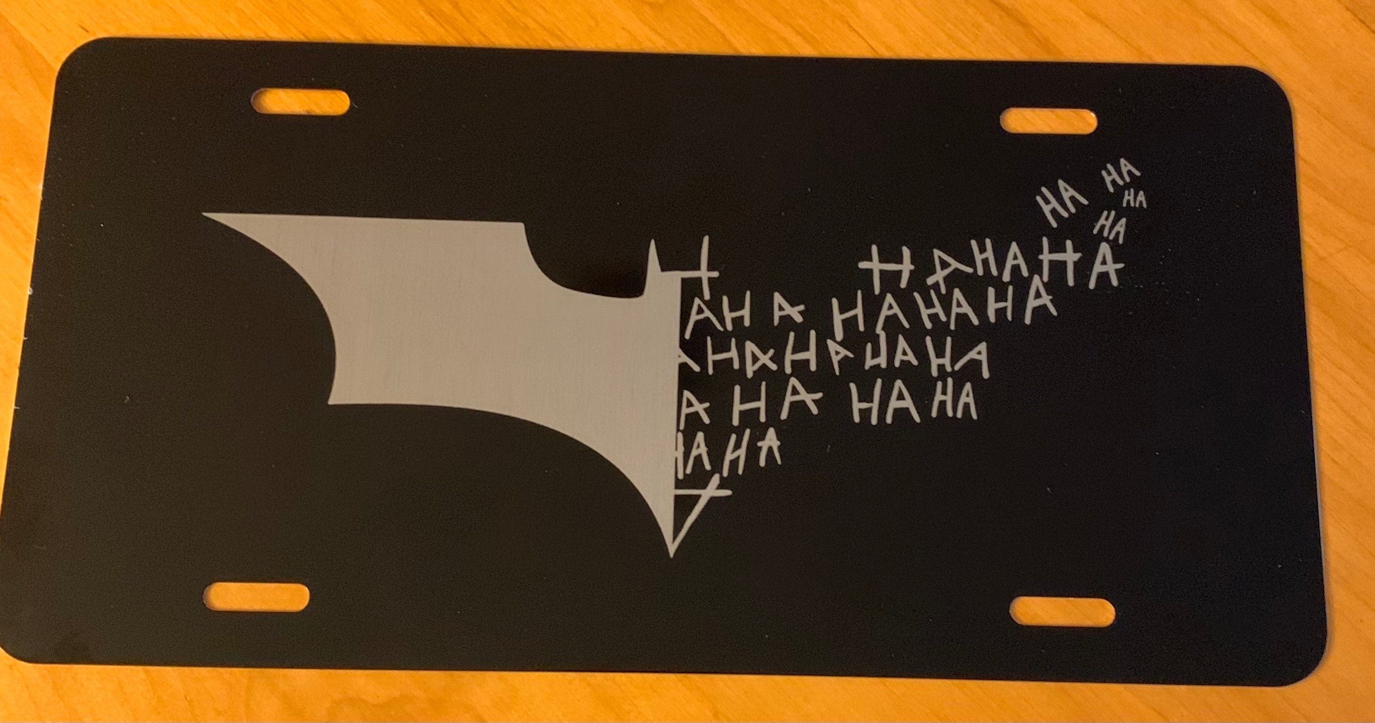 Grownup Batboy and Jester - Black Aluminum Engraved Vanity Plate - Etsy
