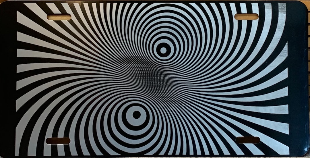 Trippy Nips Illusion - Black Aluminum Engraved Vanity Plate - Etsy