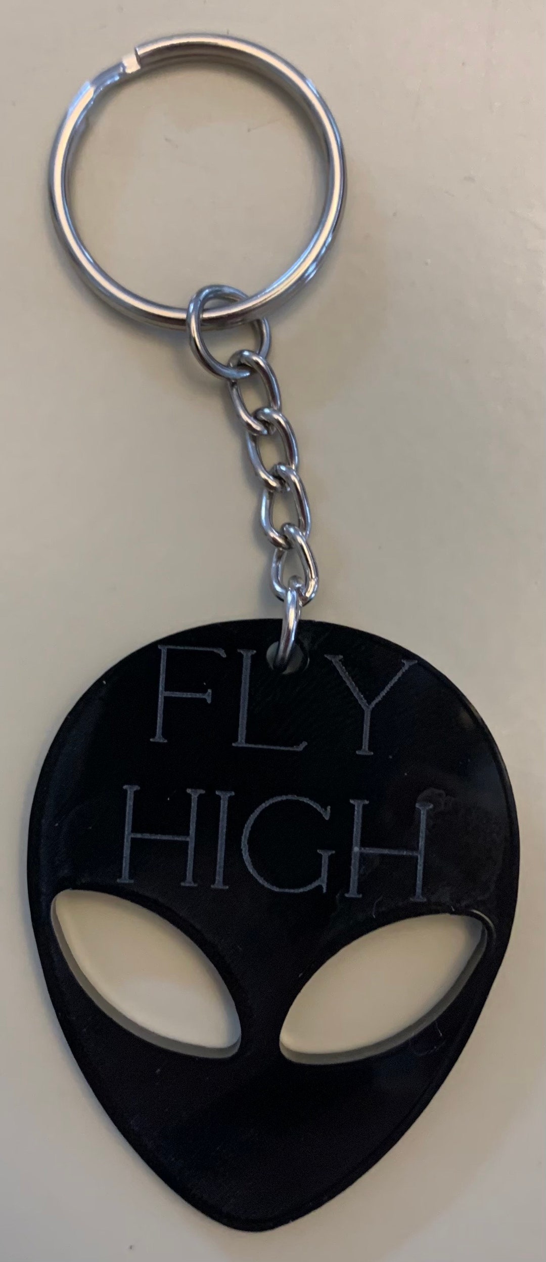 Alien Fly High - Black Acrylic Keychain - Etsy