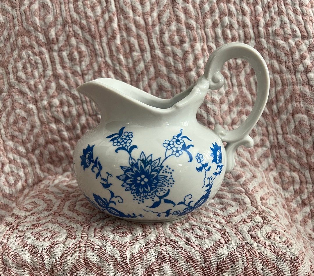 White and Blue Ceramic Pitcher - Etsy
