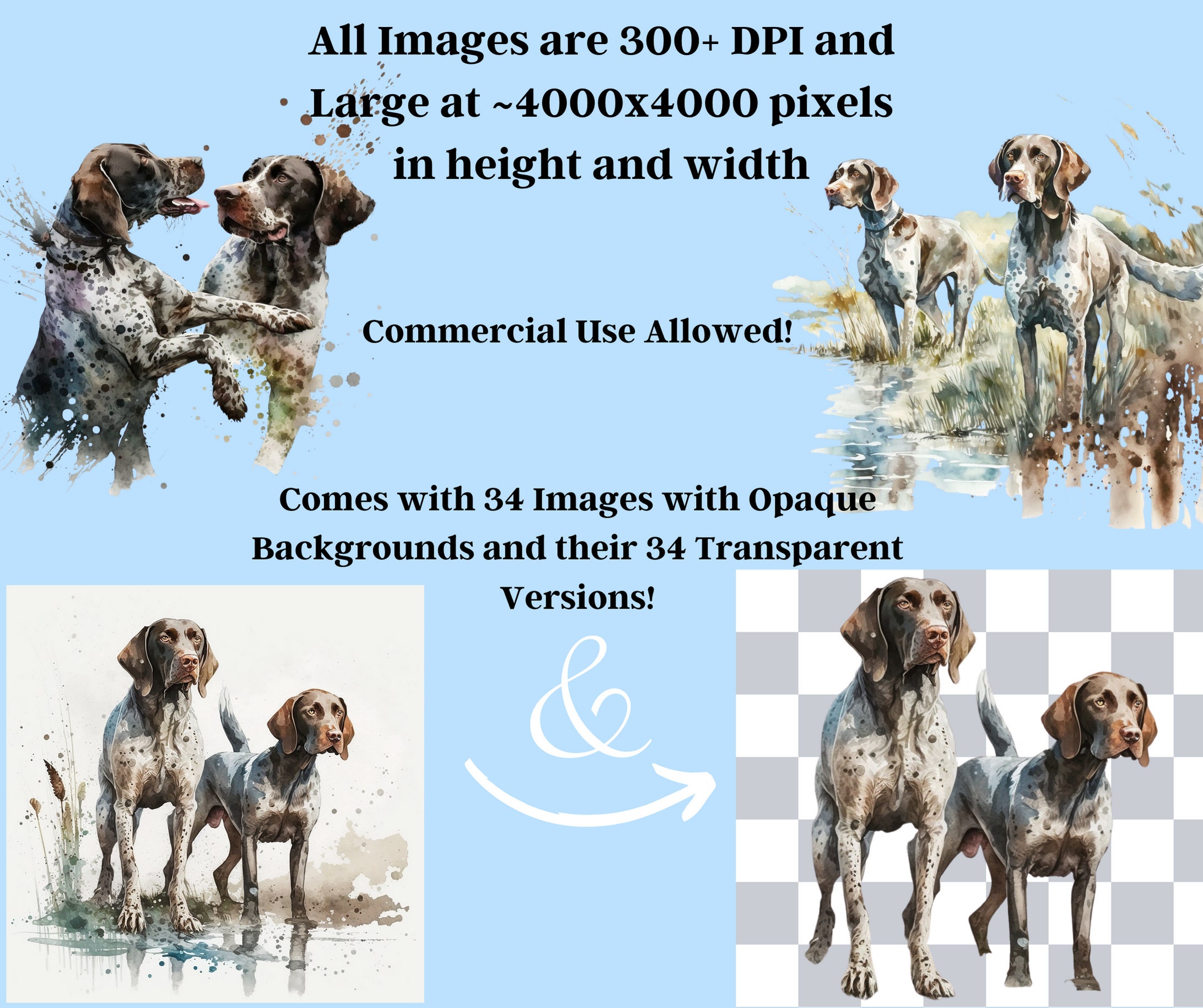 34 Hunting Dog Pngs High Quality Watercolor Instant Download German ...