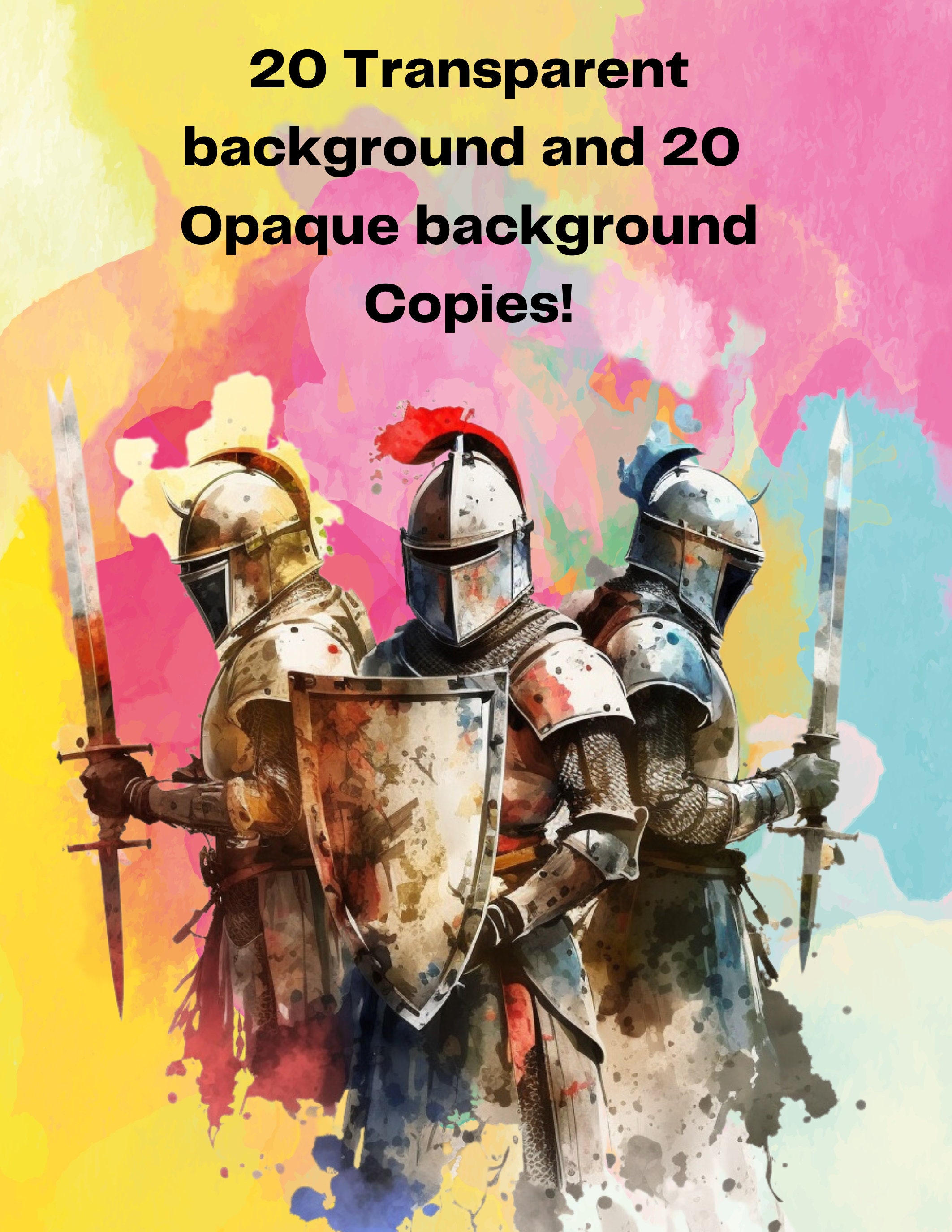 20 Medieval Watercolor Art, Knight Art, 300 DPI PNG Photos, High ...