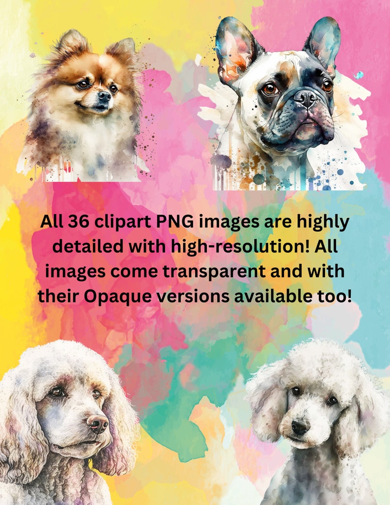 36 Dog Watercolor Transparent Pngs 300 DPI High Resolution & - Etsy