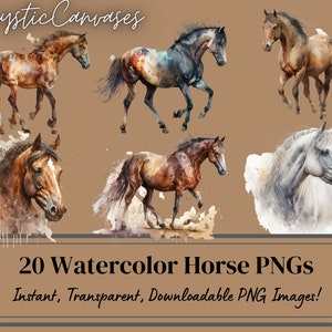 20 Horse Pngs - Horse Clipart - Watercolor Horses - Western Pngs- Farm ...