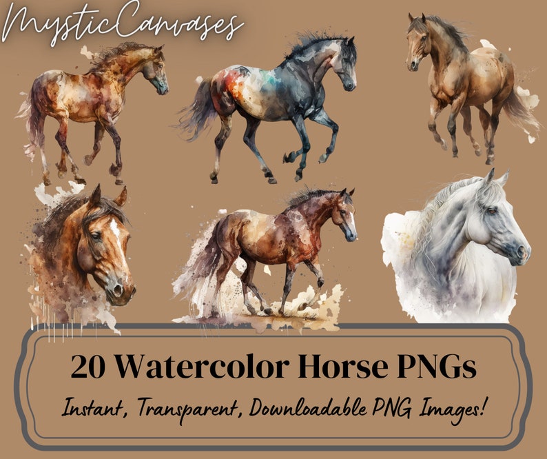 20 Horse Pngs - Horse Clipart - Watercolor Horses - Western Pngs- Farm ...