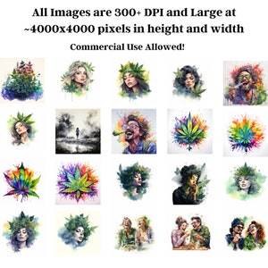 Trippy Weed Leaf PNG Bundle, Watercolor Cannabis Art, Weed Art - T ...