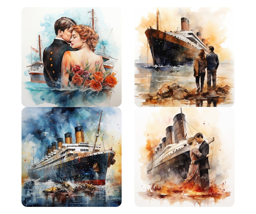 Titanic Watercolor PNG Bundle Ship Artwork Underwater - Etsy