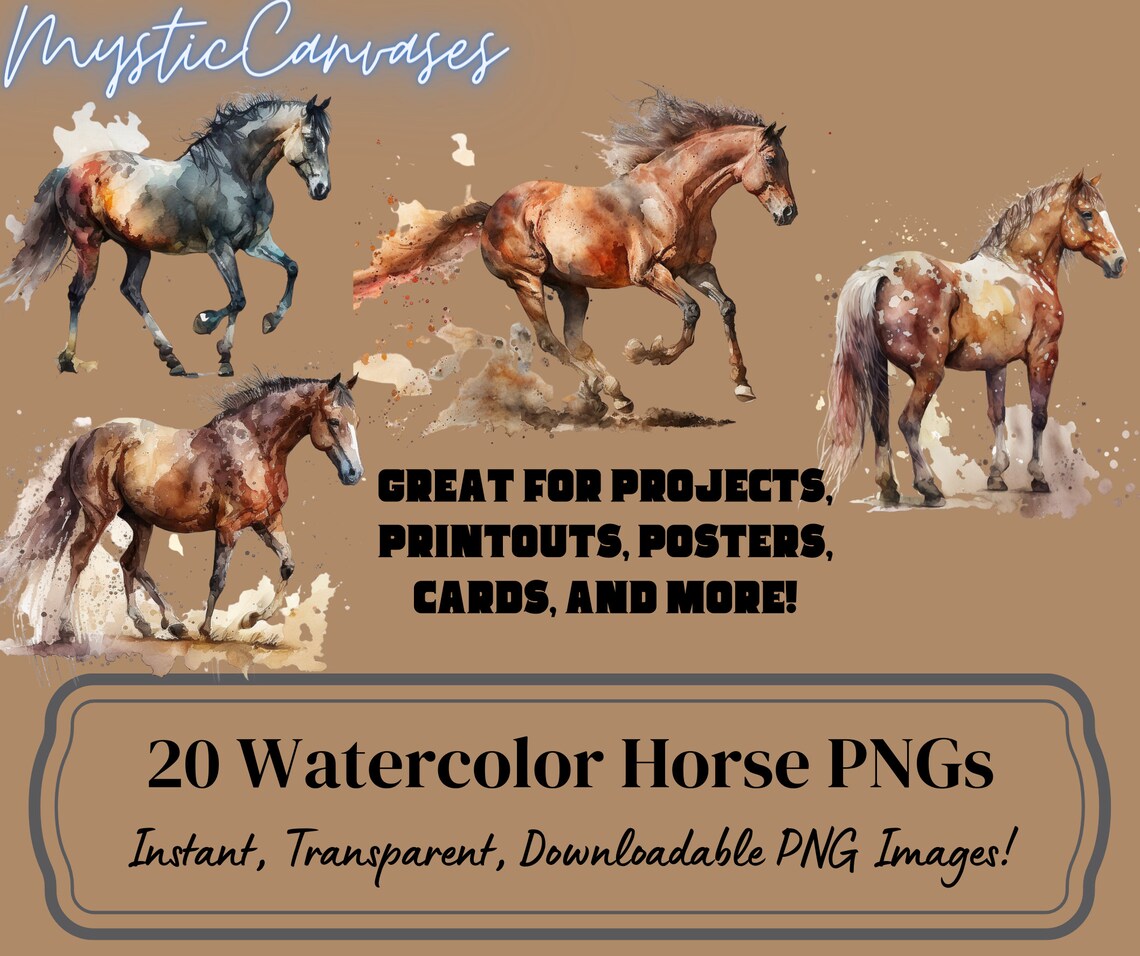 20 Horse Pngs Horse Clipart Watercolor Horses Western - Etsy