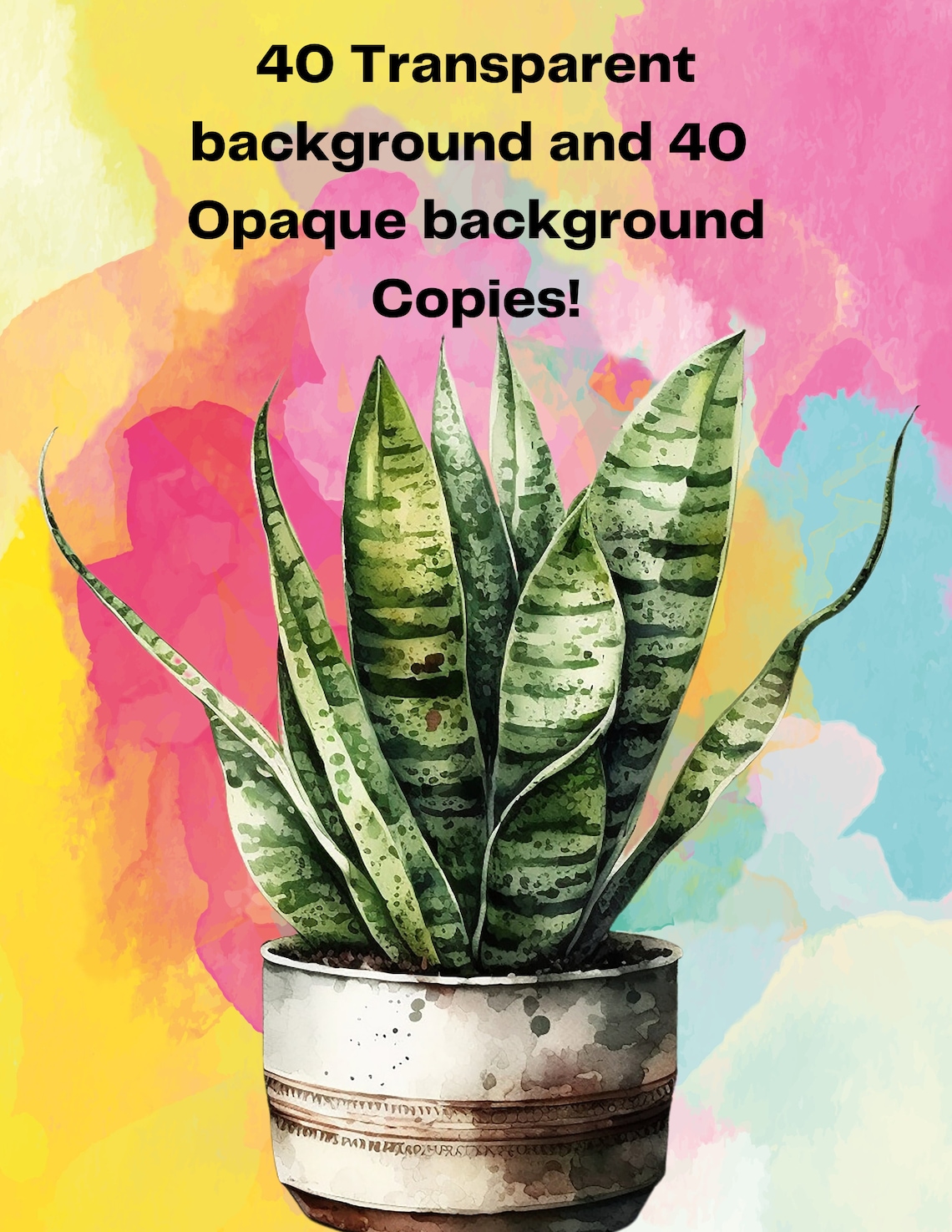 40 Green Plant PNG Watercolor Clipart Bundle, Botanical Clipart, Garden ...