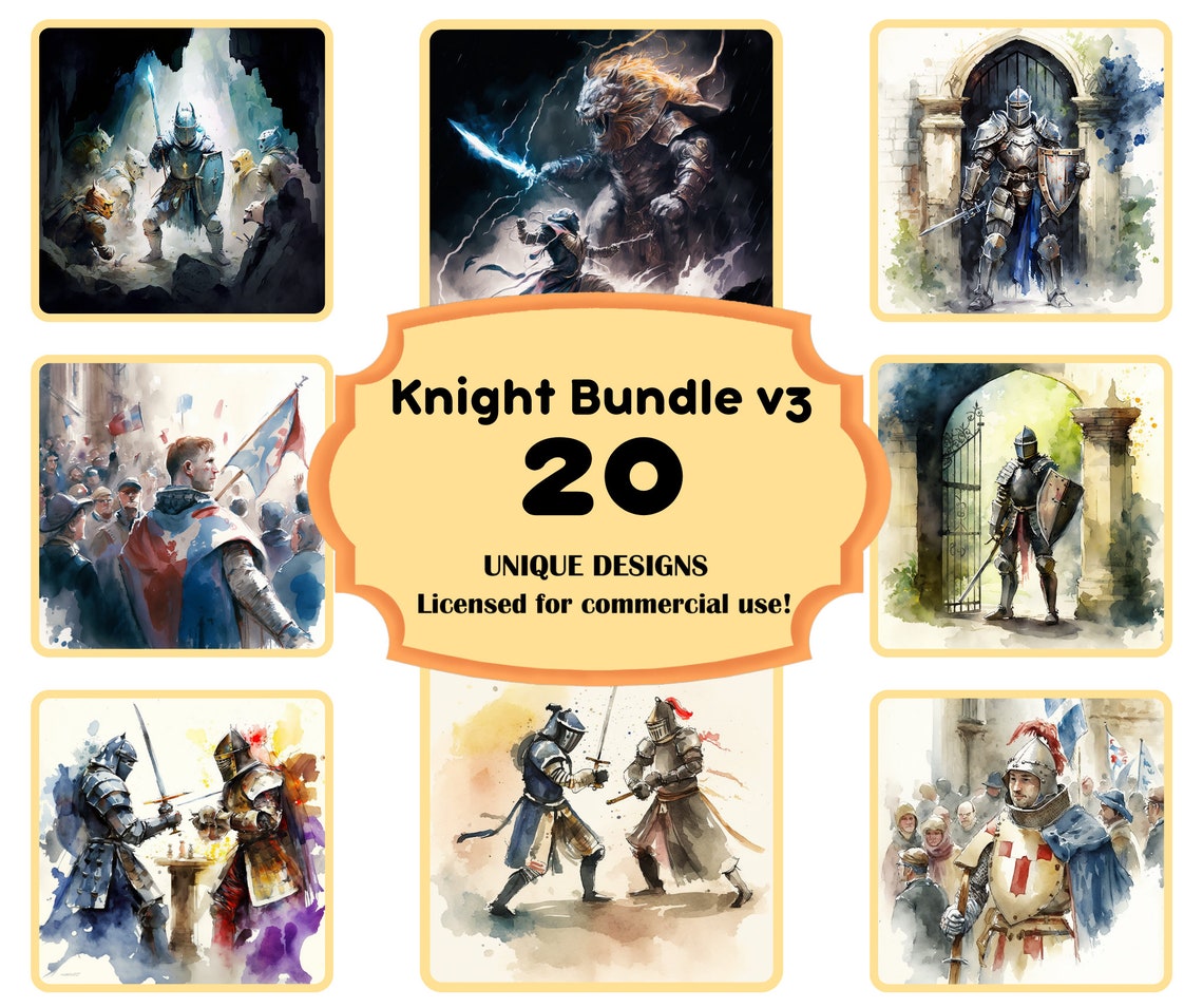 20 Medieval Watercolor Art V3, Knight Art, 300 DPI Pngs, High ...