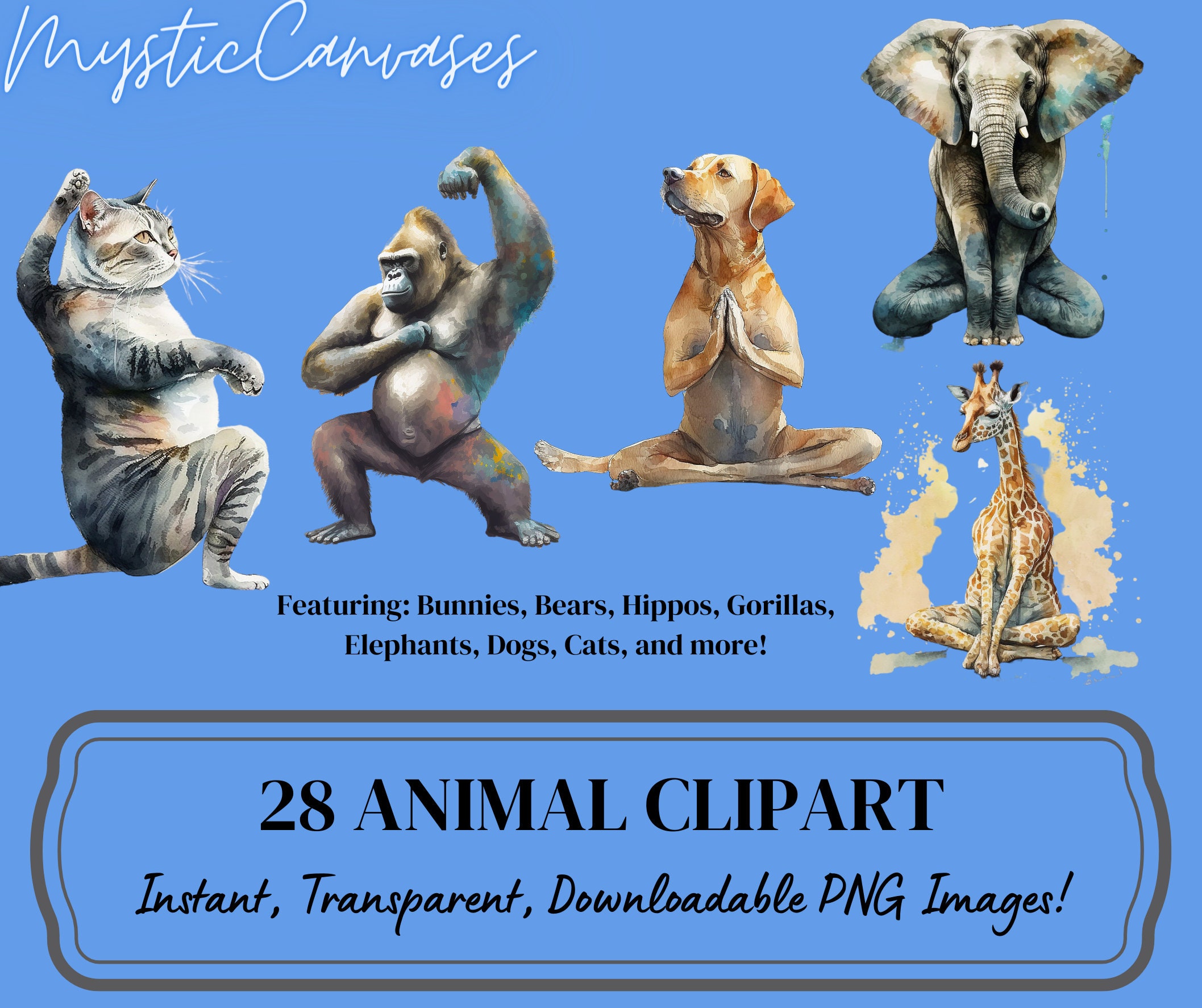 28 Animal Yoga Clipart - Animals Doing Yoga PNG Art - High Quality High ...