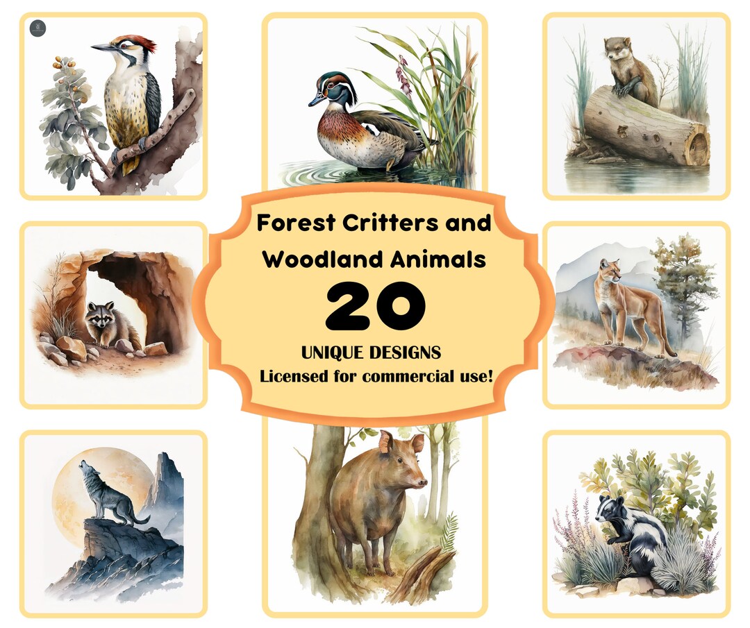 Forest Critters, Woodland Animals, Animal Art Bundle, Forest Art ...