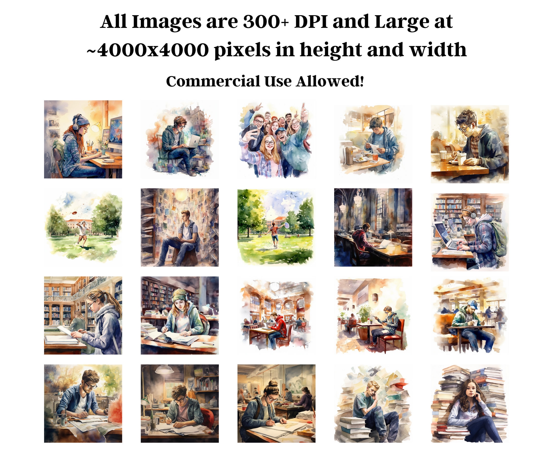 Students Watercolor Clipart PNG Bundle, Schoolgirl Clipart, Boy Clipart ...