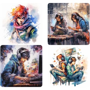 Gamer Watercolor PNG Bundle PC Gaming Console Gaming Phone - Etsy