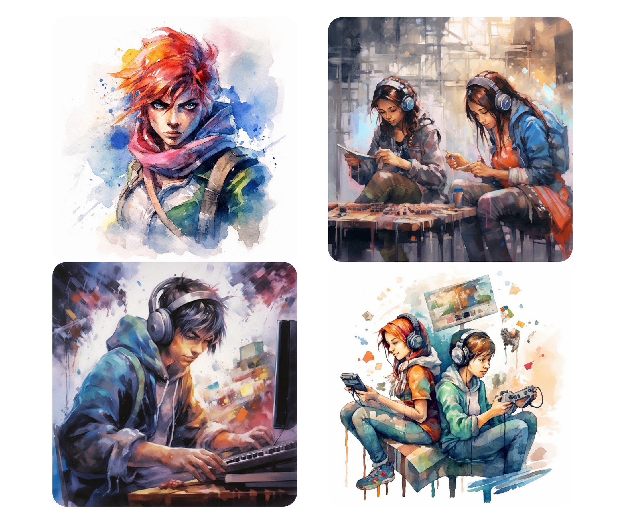 Gamer Watercolor PNG Bundle PC Gaming Console Gaming Phone - Etsy