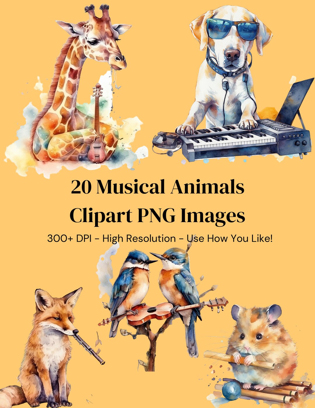 20 Musical Animals PNG Clipart - Animals Making Music - Giraffe Art ...