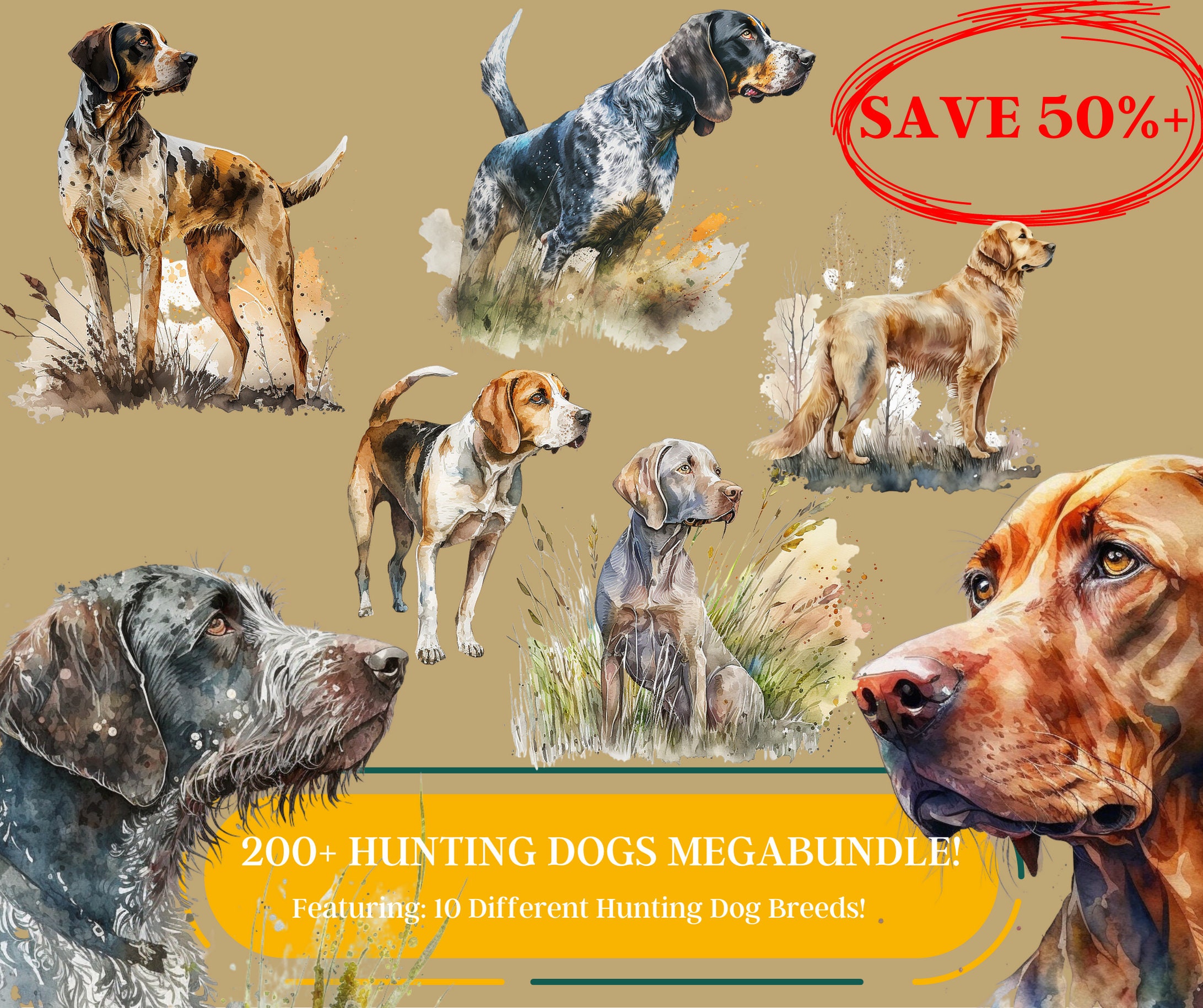 Hunting Dogs Megabundle 200+ Unique Images in Transparent and Opaque ...