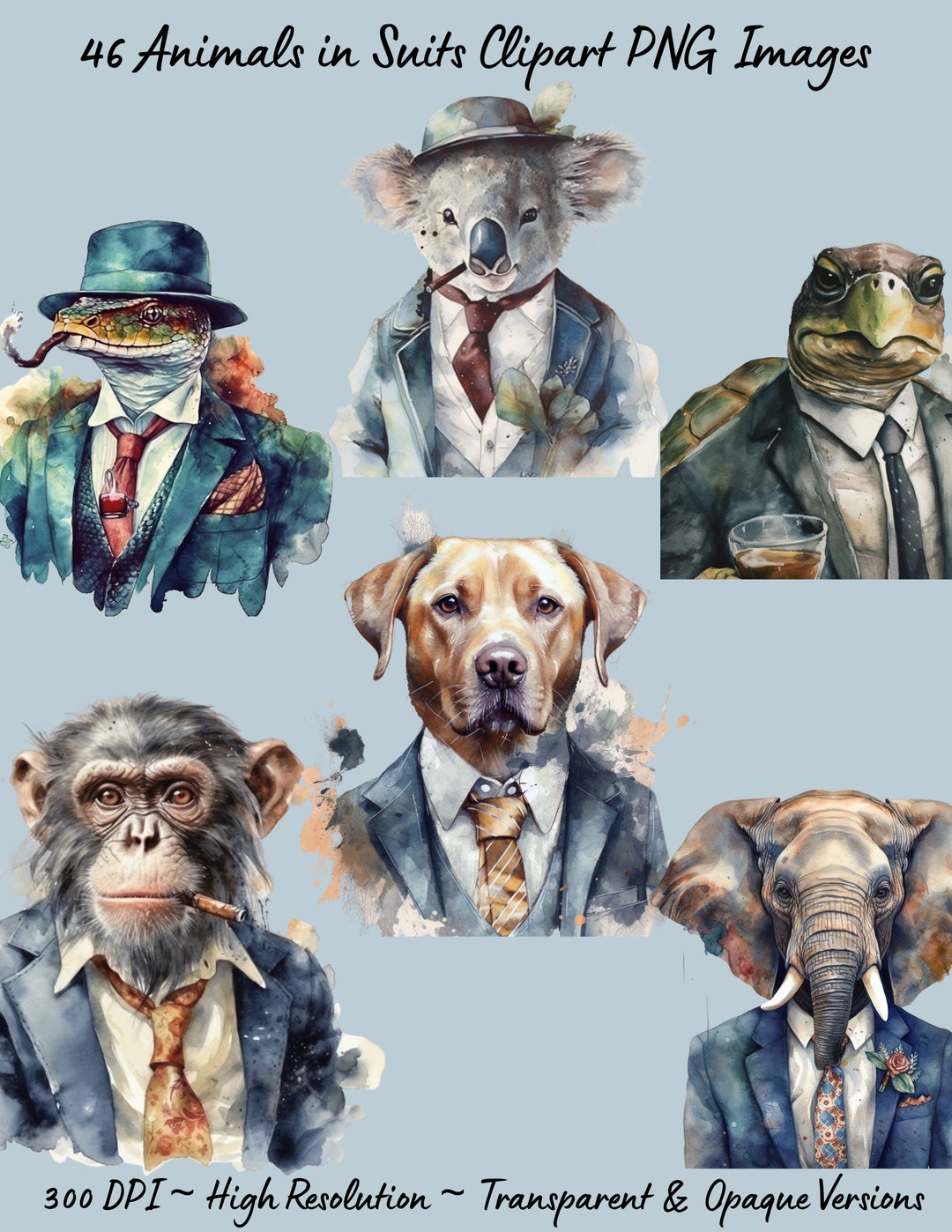 46 Animals in Suits - Animals With Cigars - Mix of Portraits & Full ...