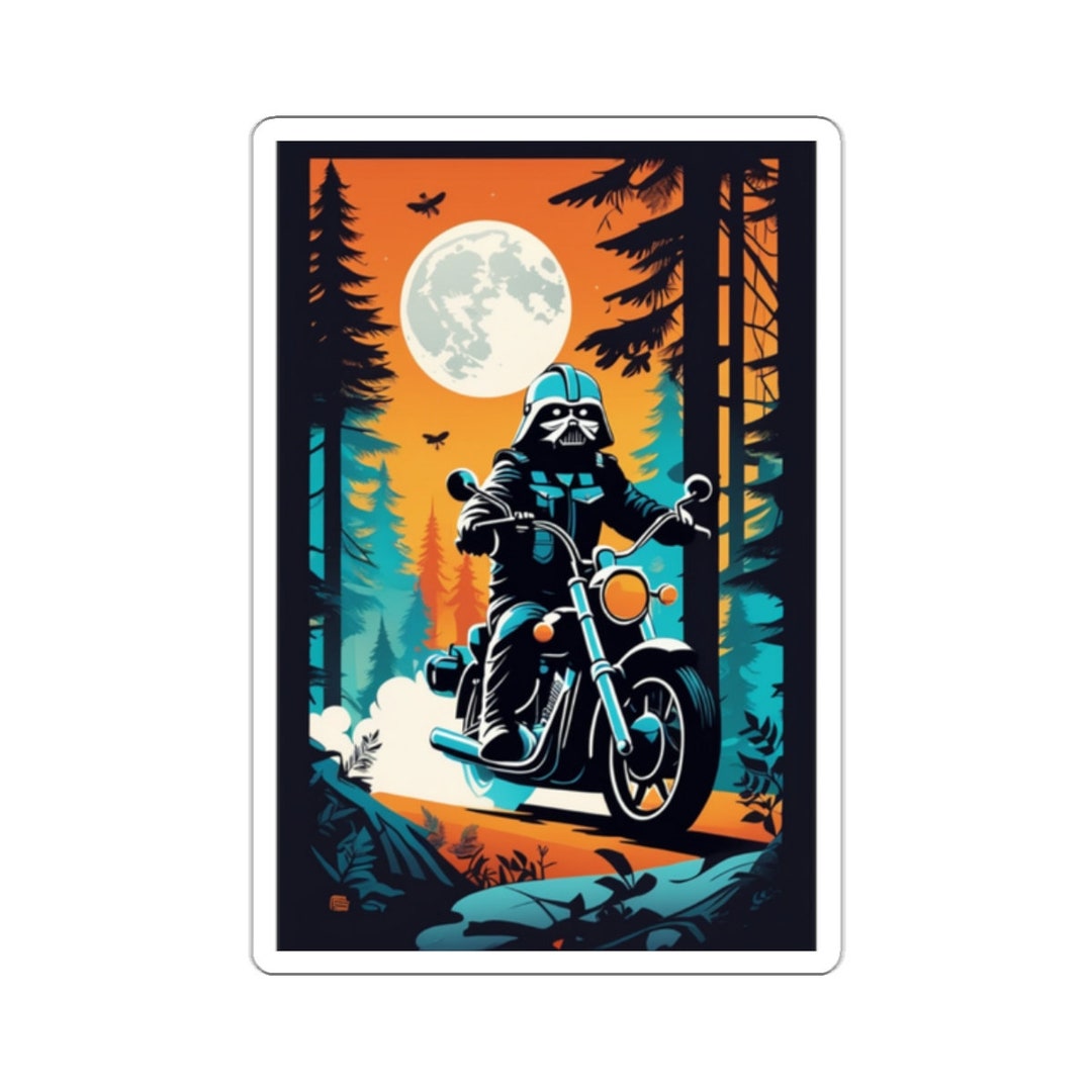 Darth Vader Sticker Darth Vader on Motorcycle Sticker Star Wars Sticker ...