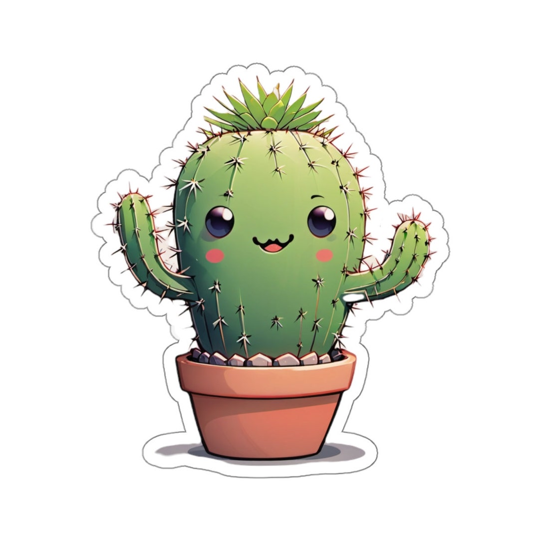 Happy Cactus Sticker Smiley Face Cactus Sticker Pokey Animated Cactus ...