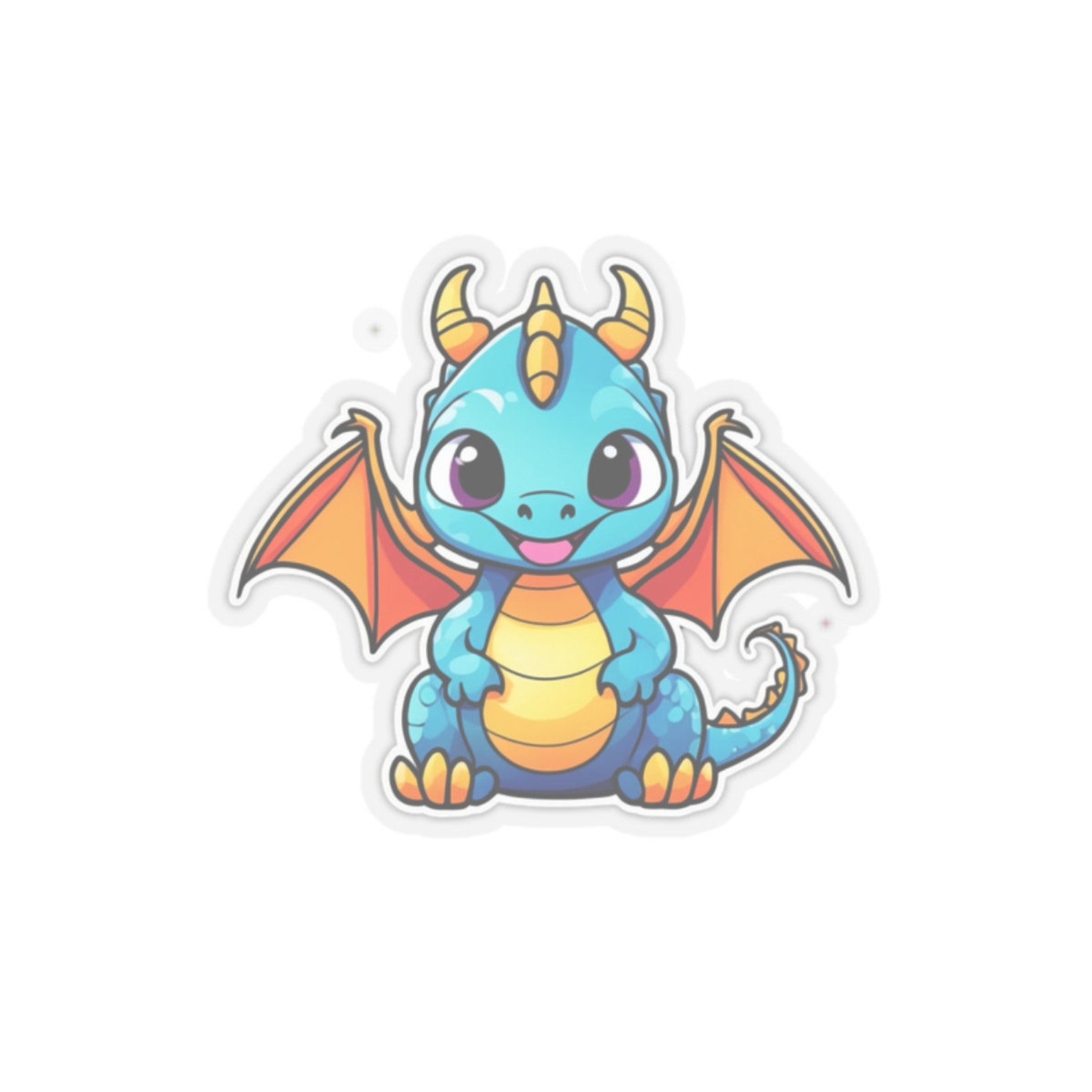 Cute Dragon Sticker Rainbow Baby Dragon Sticker Happy Dragon Colorful ...