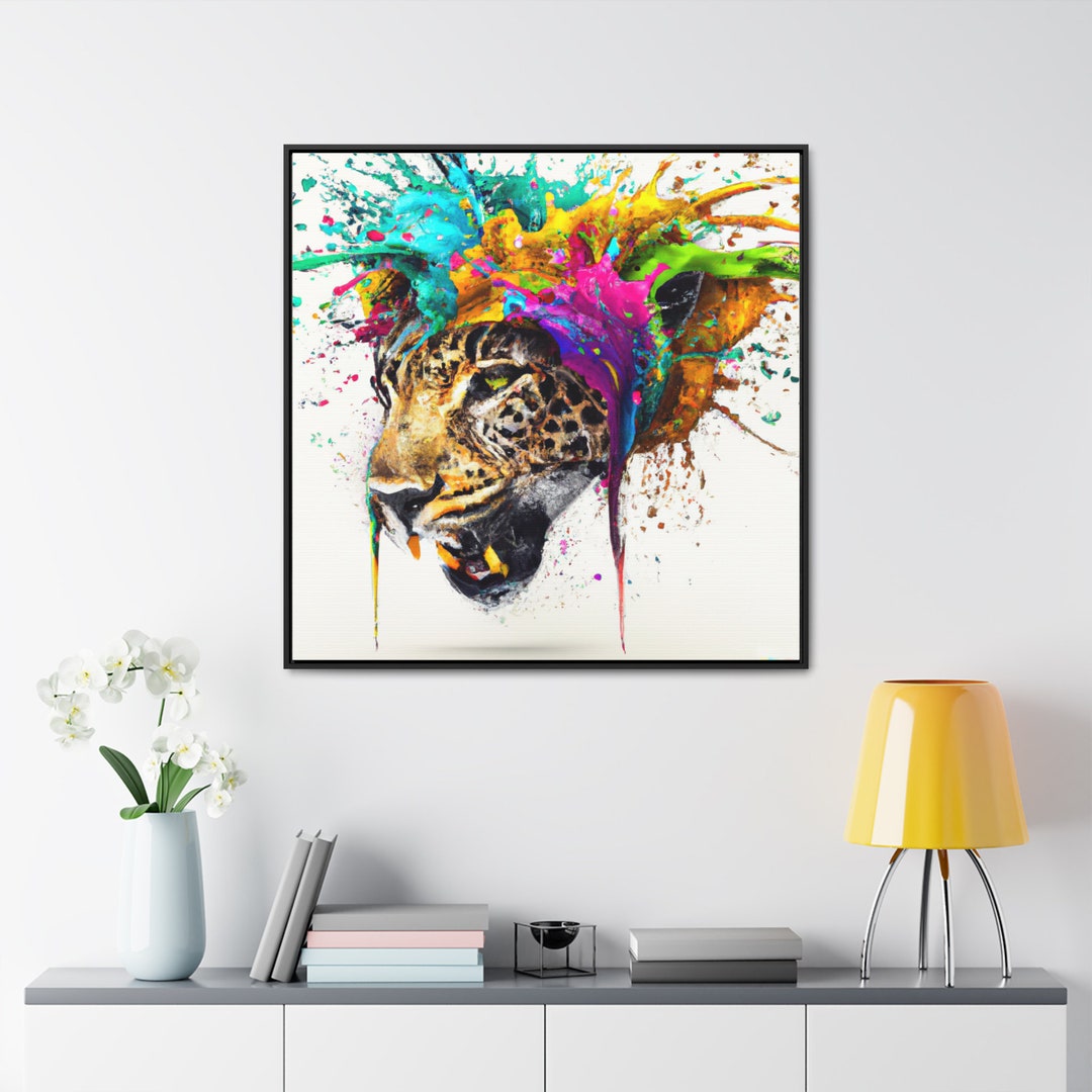 Artful Wall Art Cheetah Canvas Rainbow Cheetah Splatter Art - Etsy