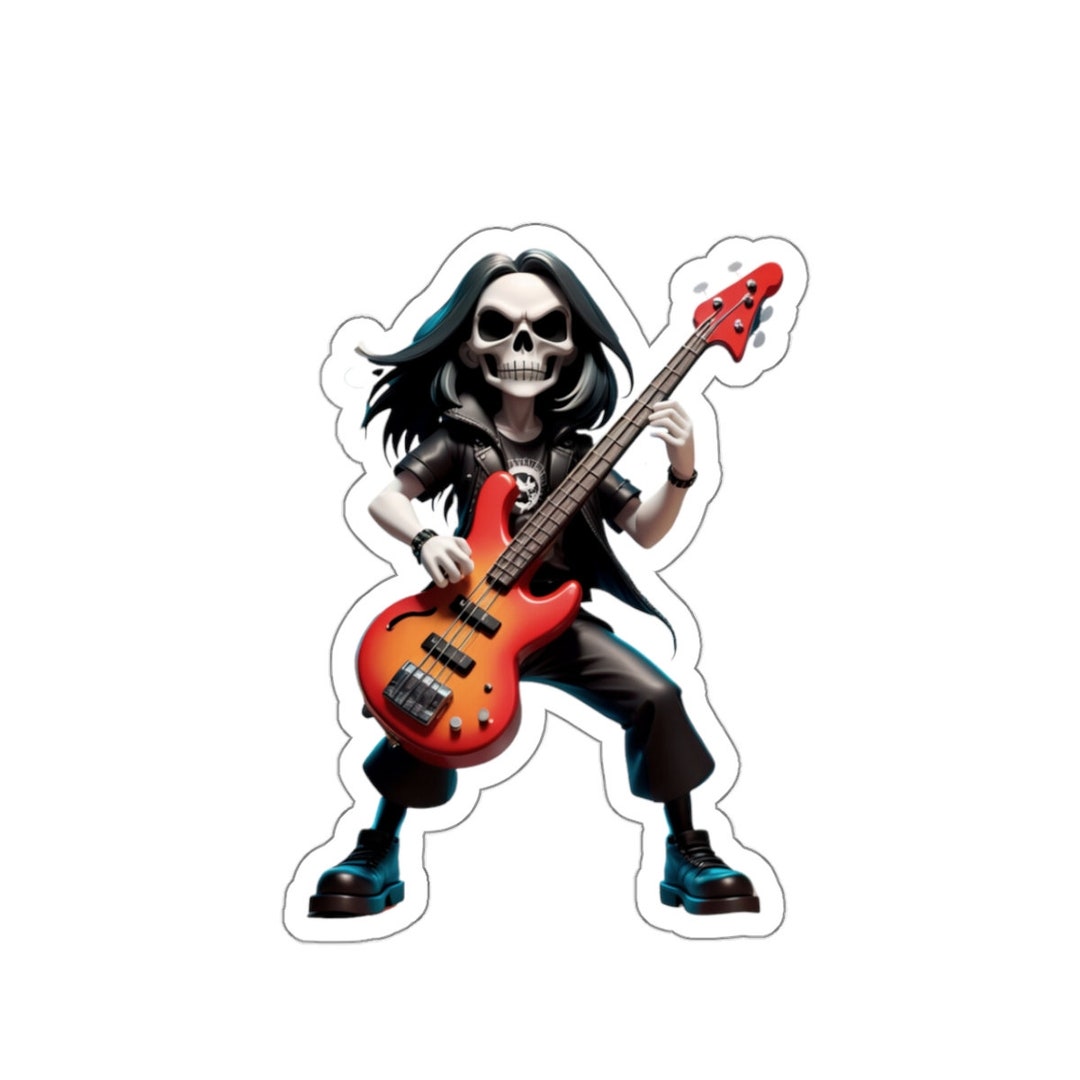 Skeleton Sticker Skeleton Rockstar Sticker Halloween Skeleton Playing ...