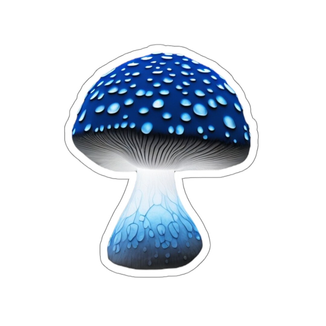 Blue Mushroom Sticker Neon Fungi Sticker Mushroom Vibrant Custom ...