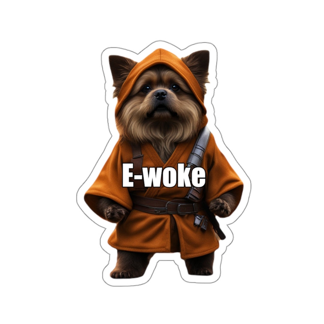 E-woke Sticker Dog in Ewok Costume Sticker Funny Star Wars Vinyl Decal ...