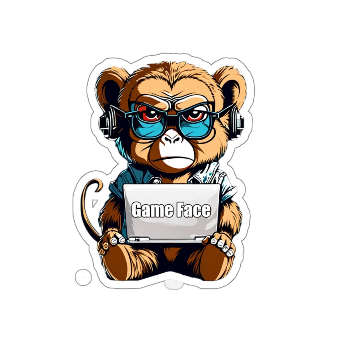 Game Face Monkey Sticker Game Face Gamer Monkey Sticker Funny Gamer ...