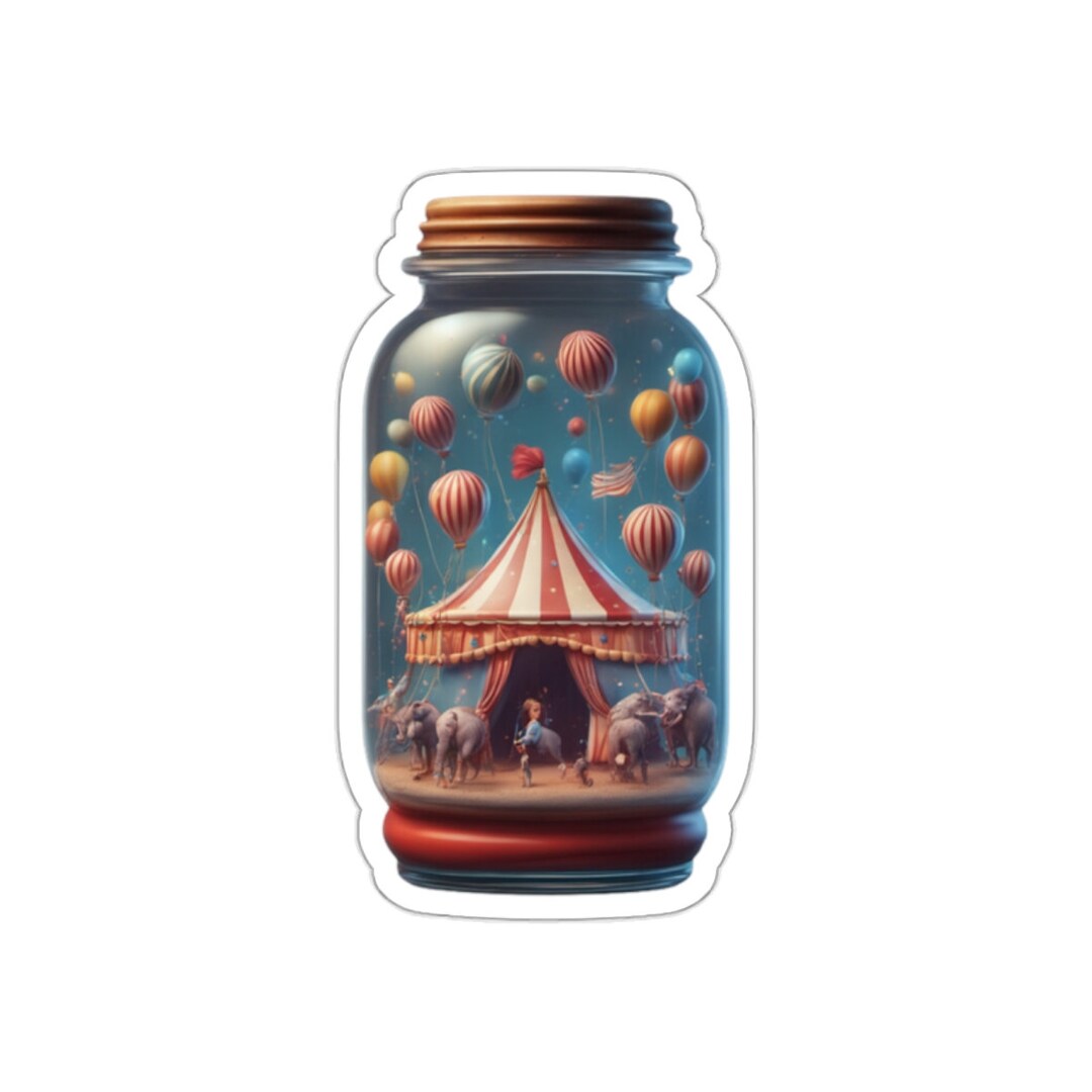 Circus Sticker Circus Tent in a Jar Sticker Hot Air Balloon Sticker ...