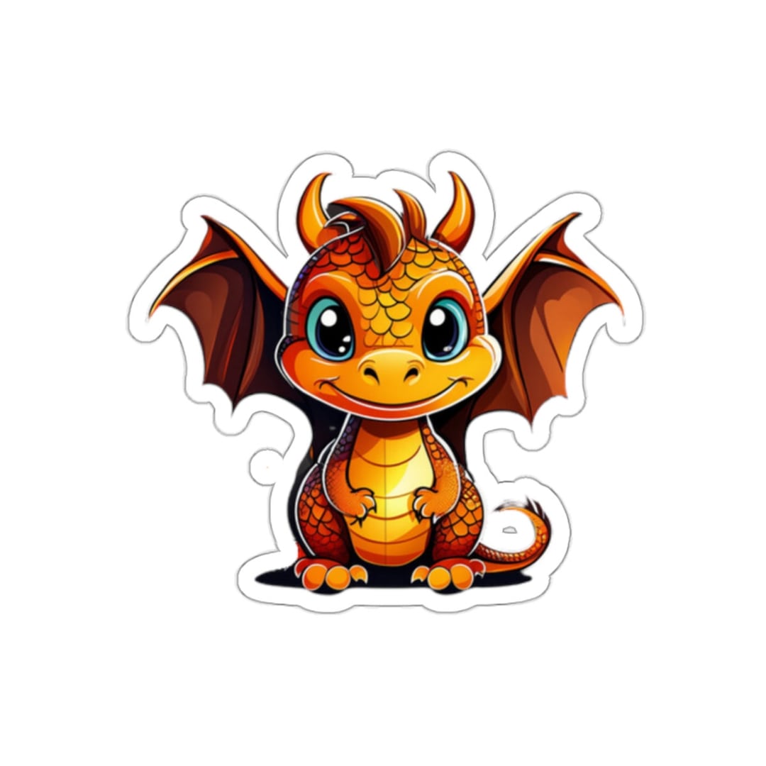 Cute Dragon Sticker Sweet Baby Dragon Sticker Orange Young Dragon ...