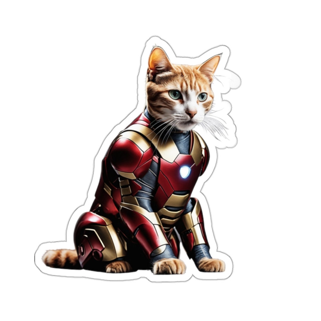 Iron Man Sticker Cat Sticker Cat in Iron Man Costume Sticker Superhero ...