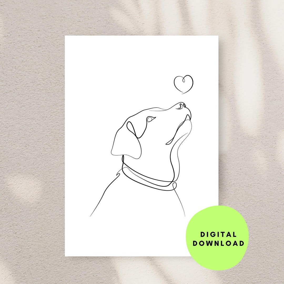 DOG LOVE One-line Printable WALLART, Wall Art, Decor, Dog, One-liner ...