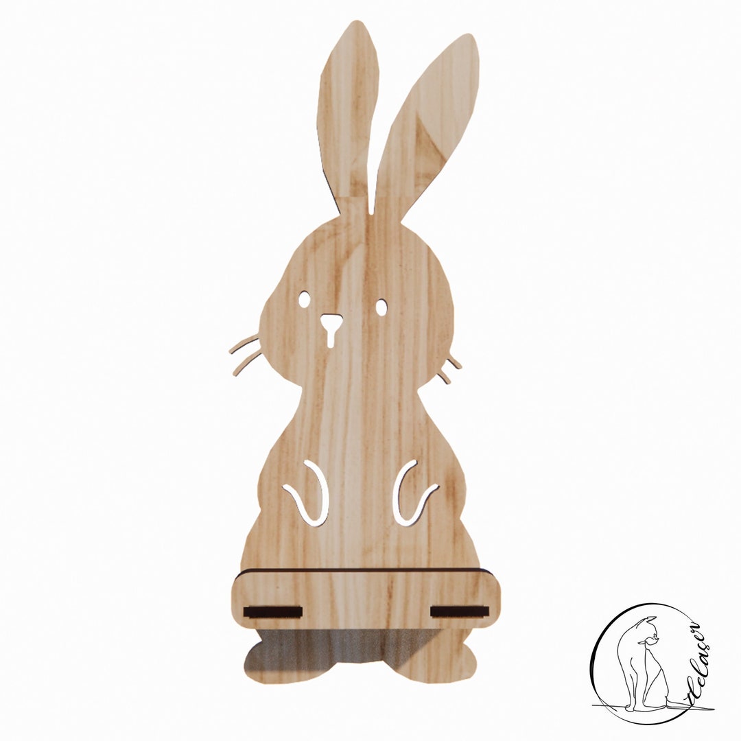 Bunny Phone Standing or Rabbit Phone Holder SVG File. DYI Wooden Phone ...