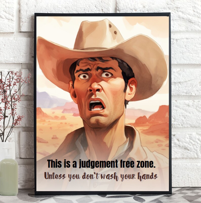 Bathroom Art Funny, Wild West Decor, Western Art Print, Funny Western ...
