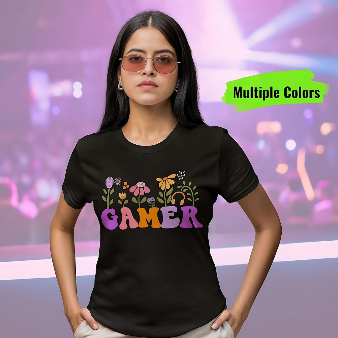 Gaming Girl Shirt Wildflower Tee, Video Game Shirt, PC Gamer Tshirt ...