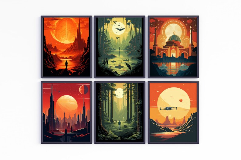 Star Wars Poster Set of 8 Planets Star Wars Galaxy Posters - Etsy