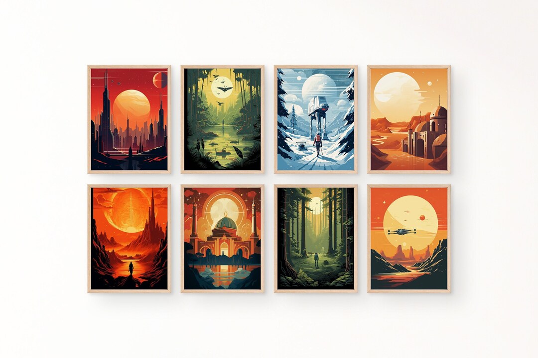Star Wars Poster Set of 8 Planets, Star Wars Galaxy Posters, Star Wars ...