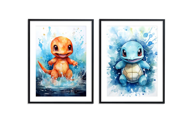 Pokemo Poster Set of 4, Watercolor Prints, Pokemo Art, Pokemo Print ...