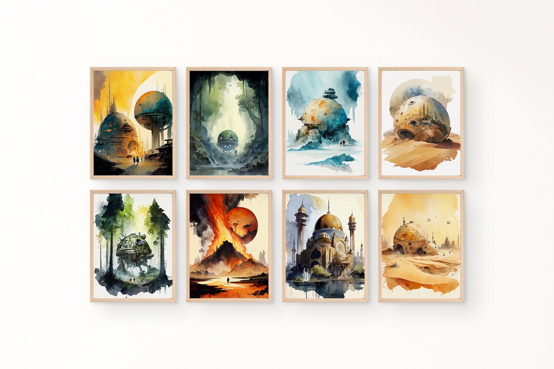 Star Wars Poster Set of 8 Planets, Star Wars Wall Art, Star Wars Gift ...