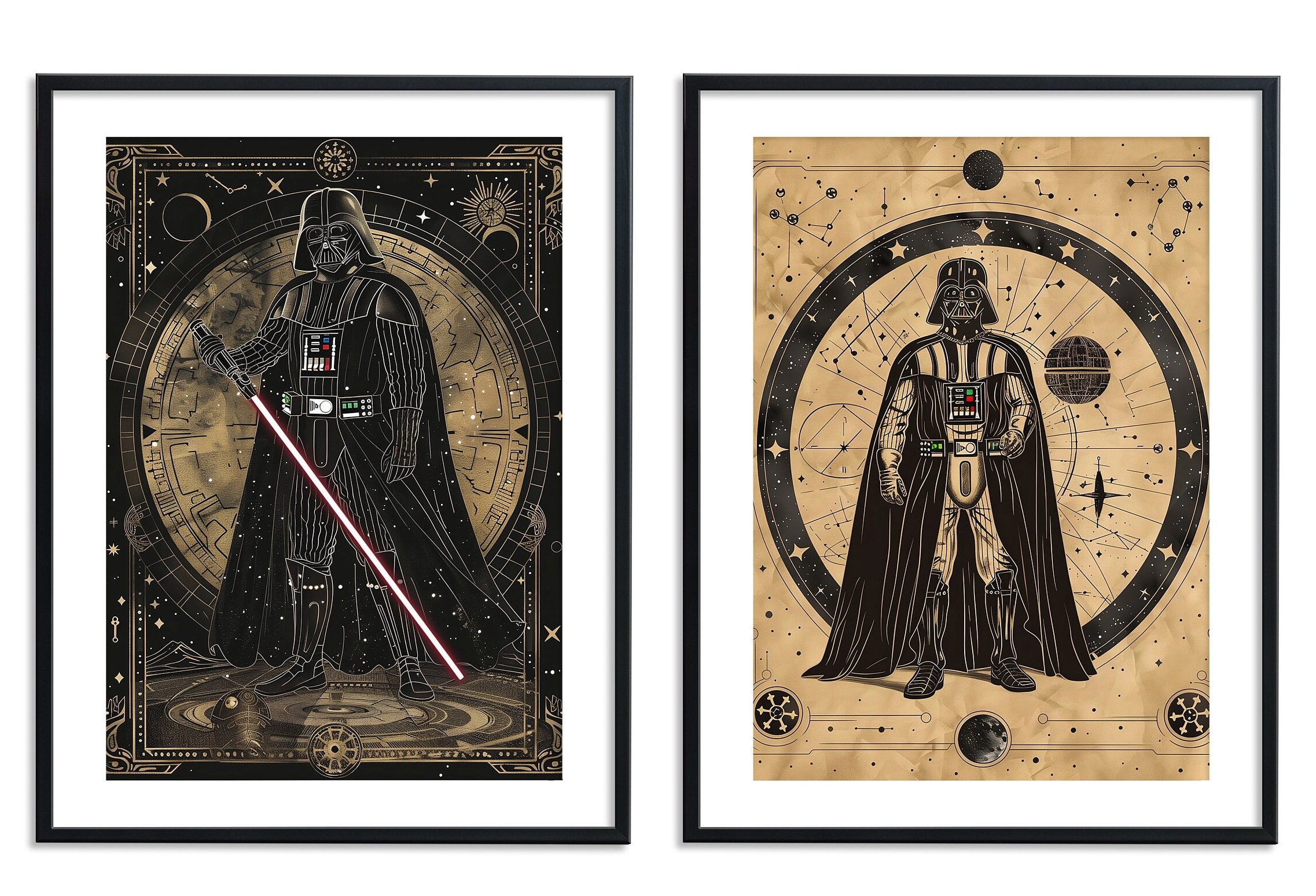 Star Wars Set of 3 Printable Wall Art, Vintage Darth Vader Tarot Card ...