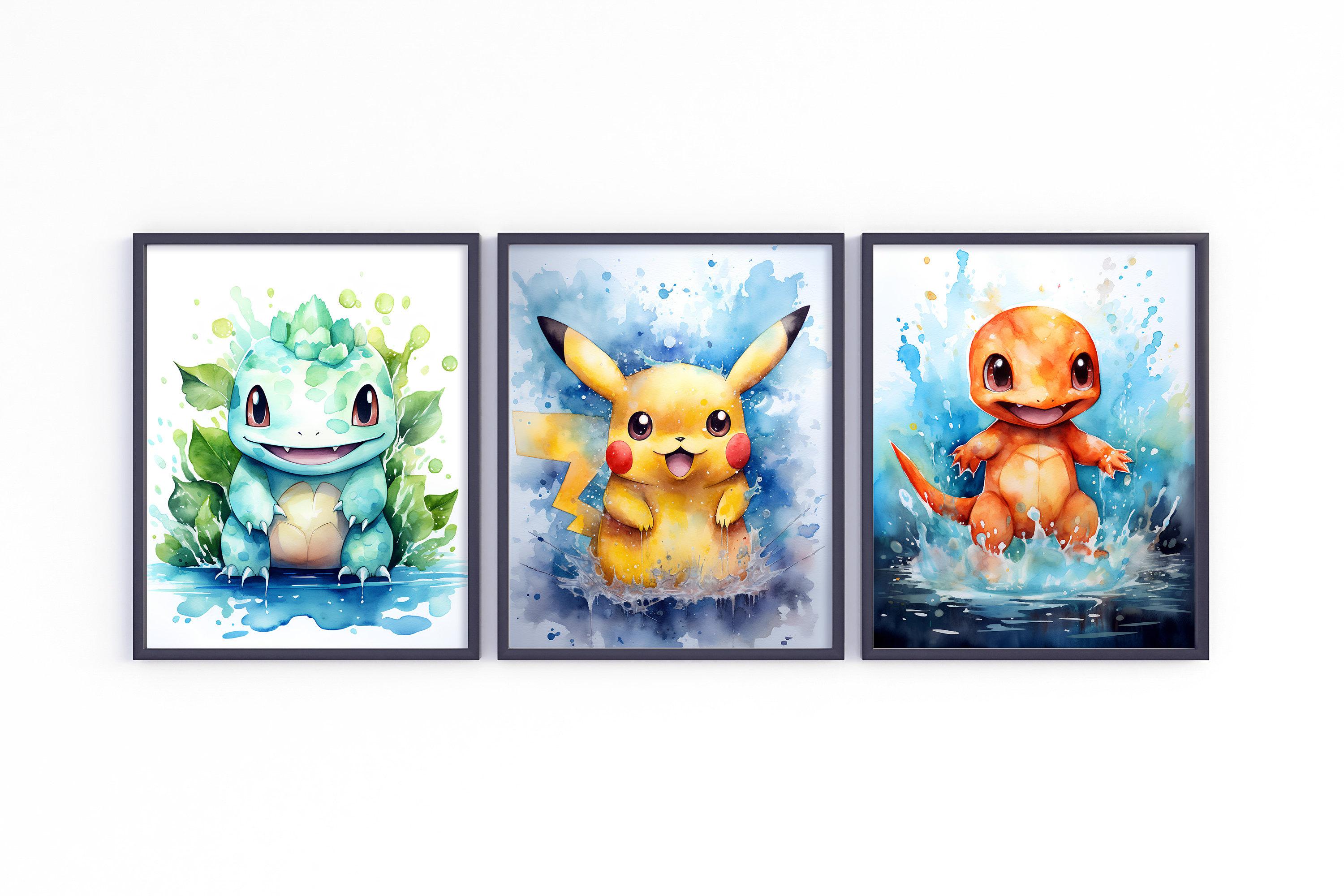 Pokemo Poster Set of 4, Watercolor Prints, Pokemo Art, Pokemo Print ...