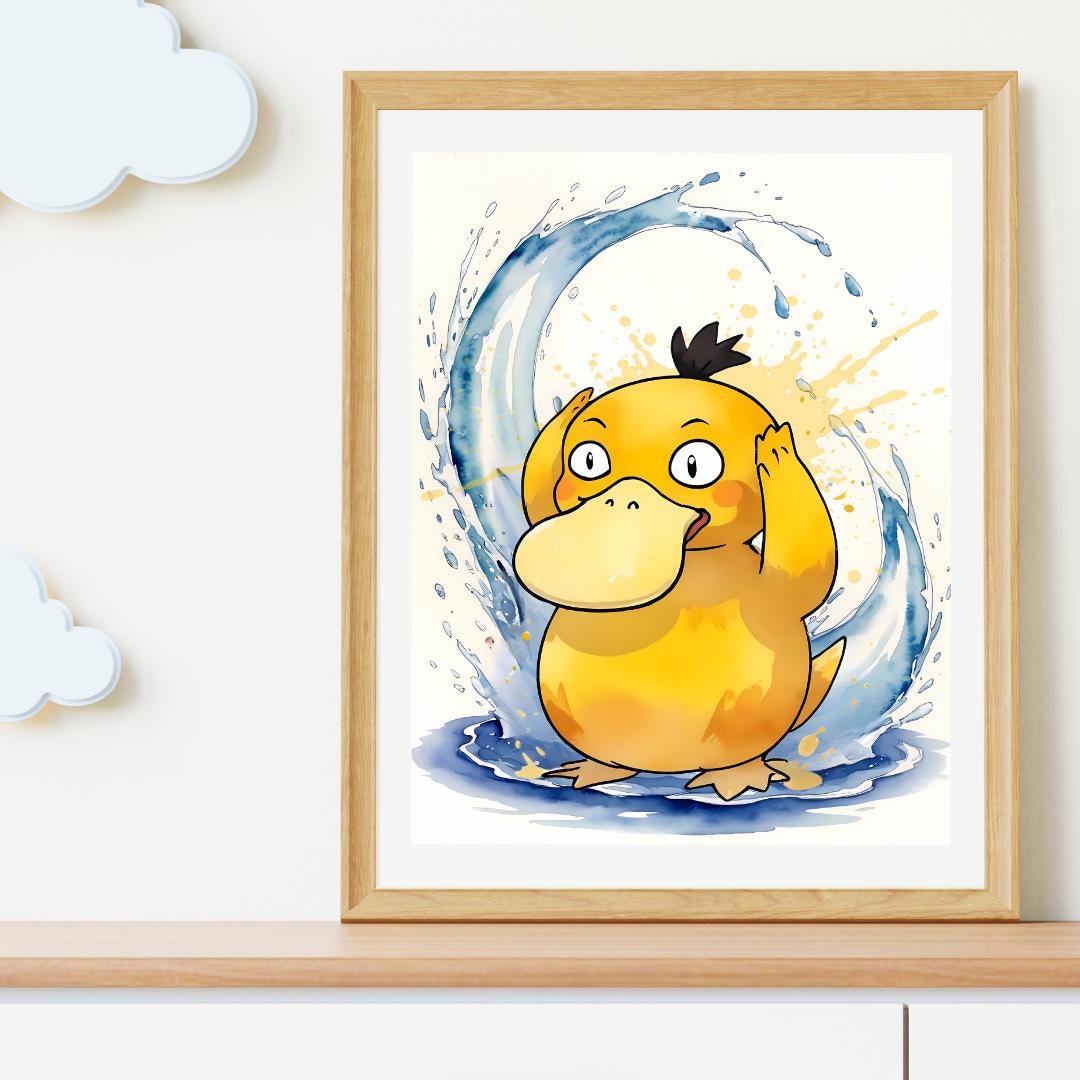 Psyduck Poster, Pokemo Art, Pokemo Psyduck Print, Psyduck Gift, Pokemo ...