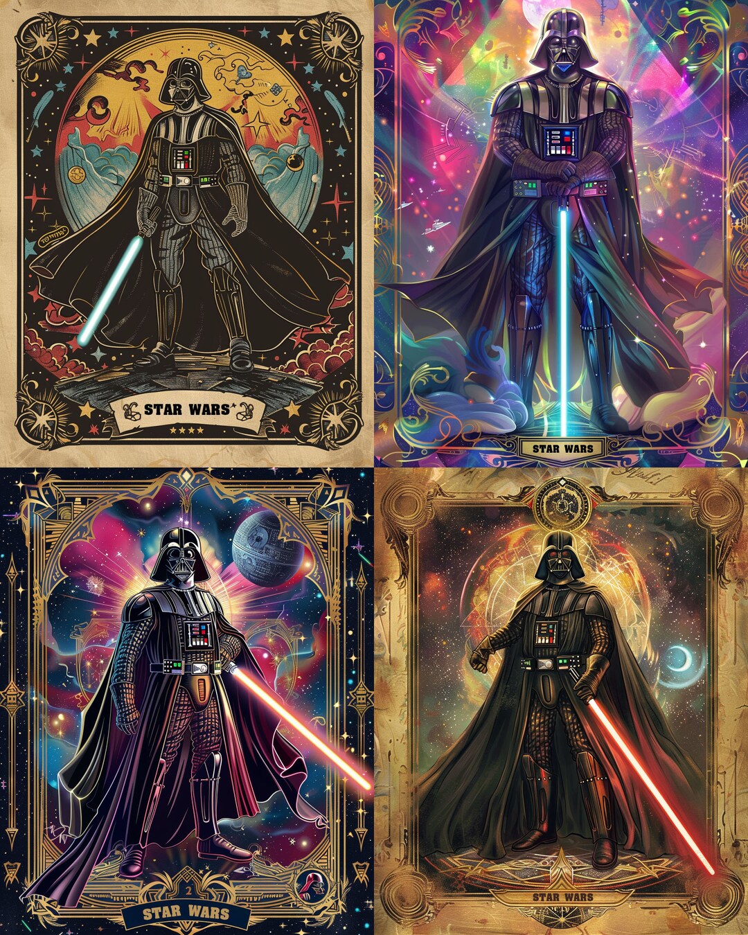 Star Wars Poster Set of 4, Wall Art Decor, Star Wars Print, Star Wars ...