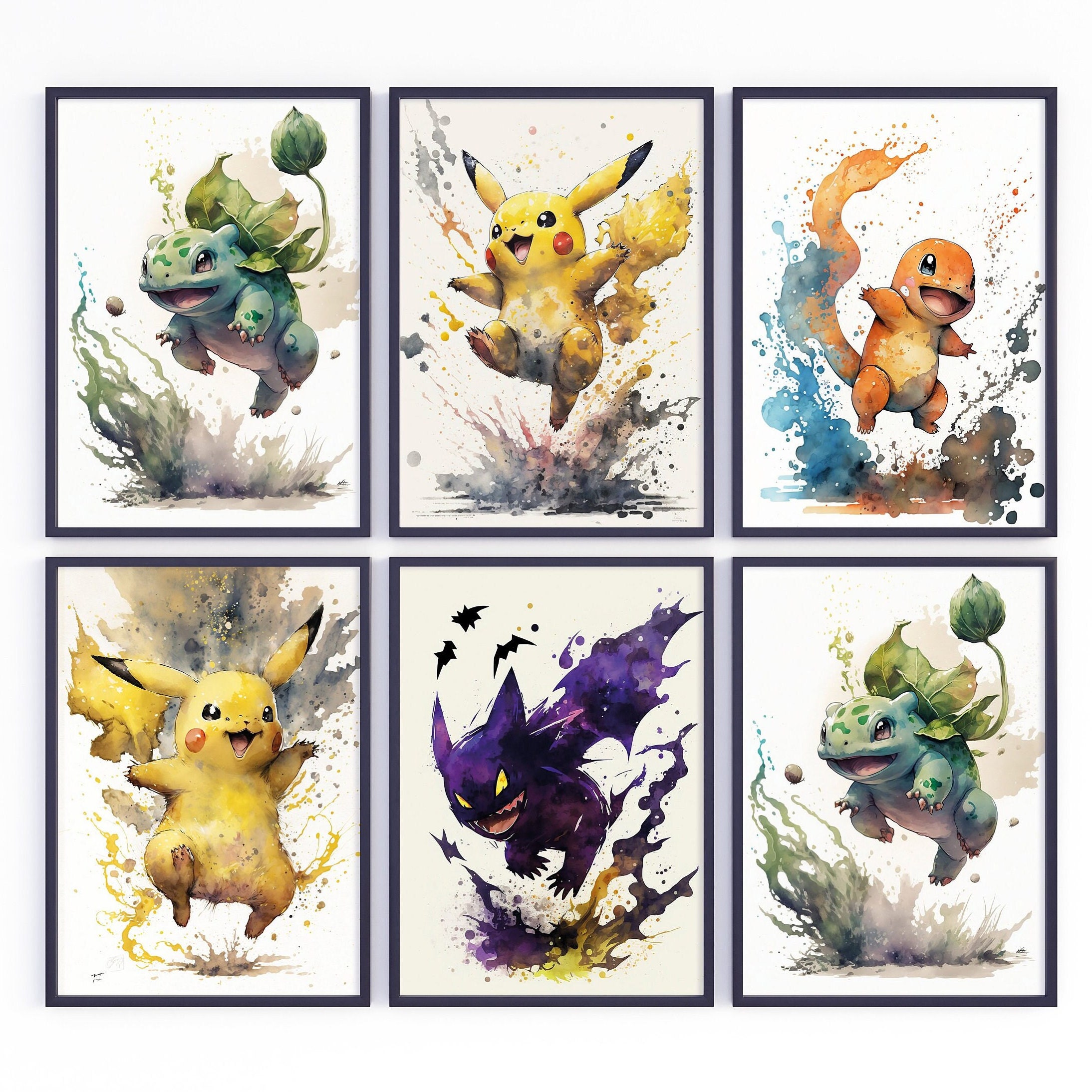 Pokemon Poster Set of 5 Pokemon Watercolor Paintings Pokemon - Etsy ...