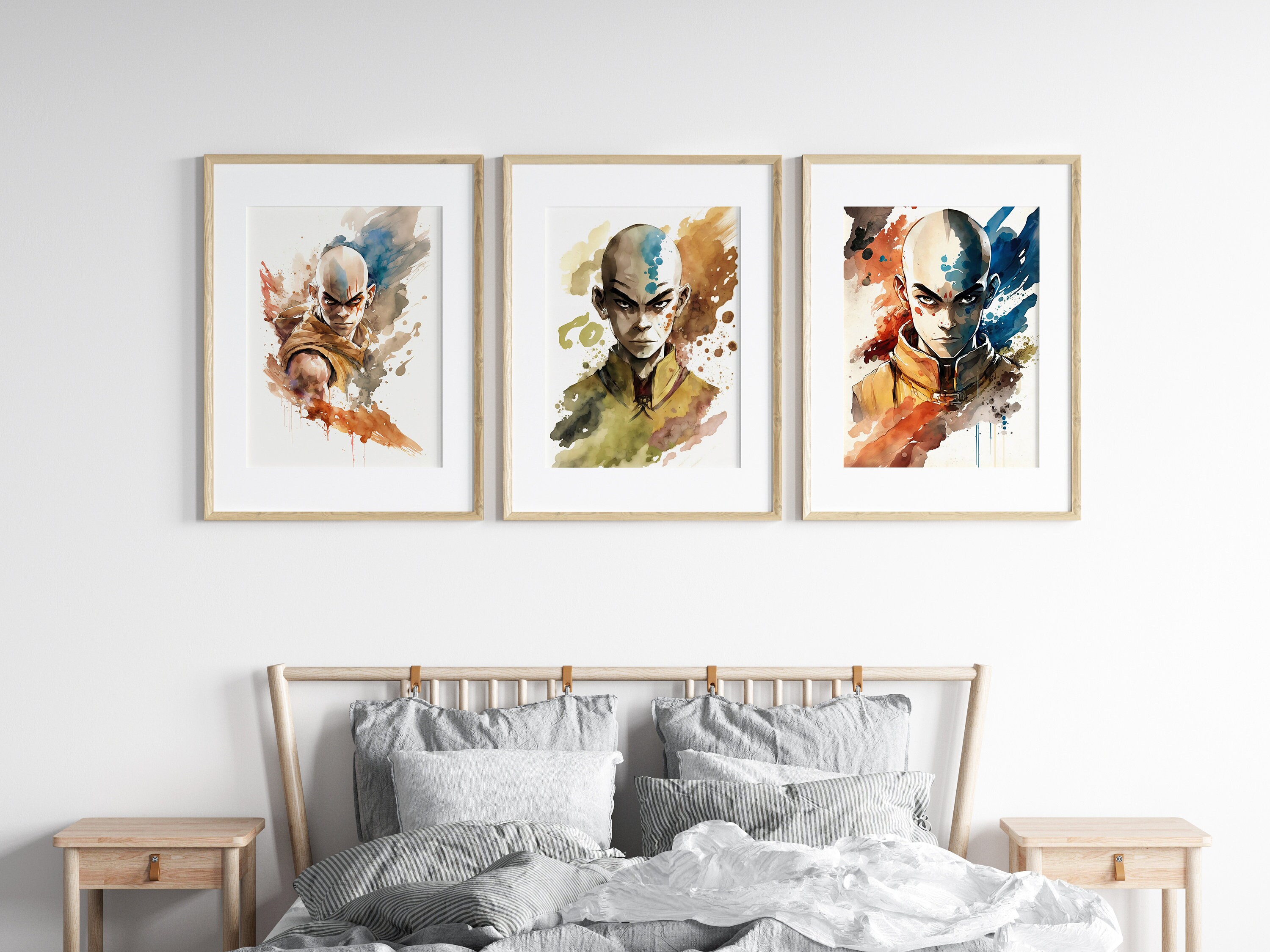 Avatar the Last Airbender Poster Set of 4, Watercolor Avatar Paintings ...
