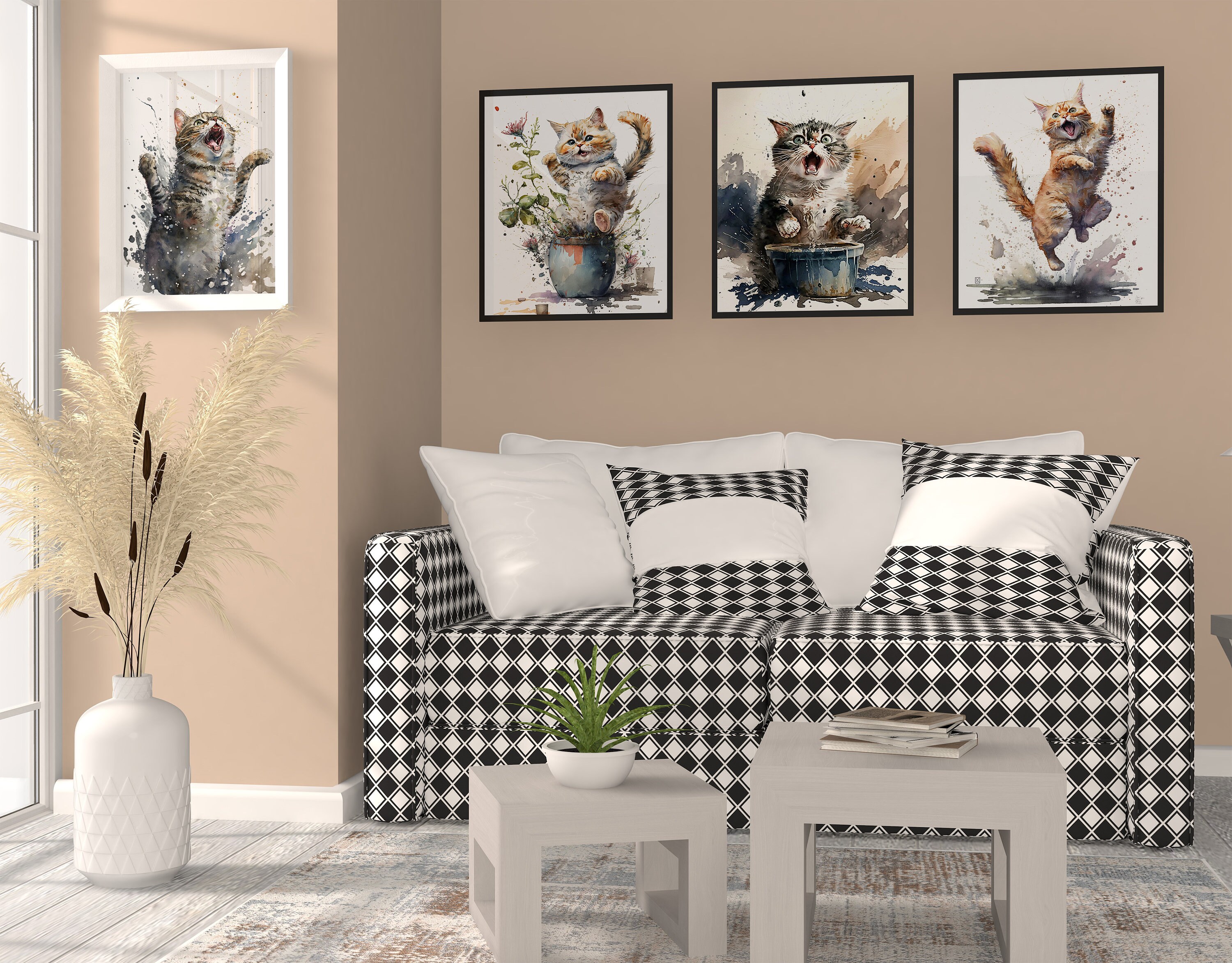 Cat Poster One Piece Poster Watercolor Paintings Nursery - Etsy